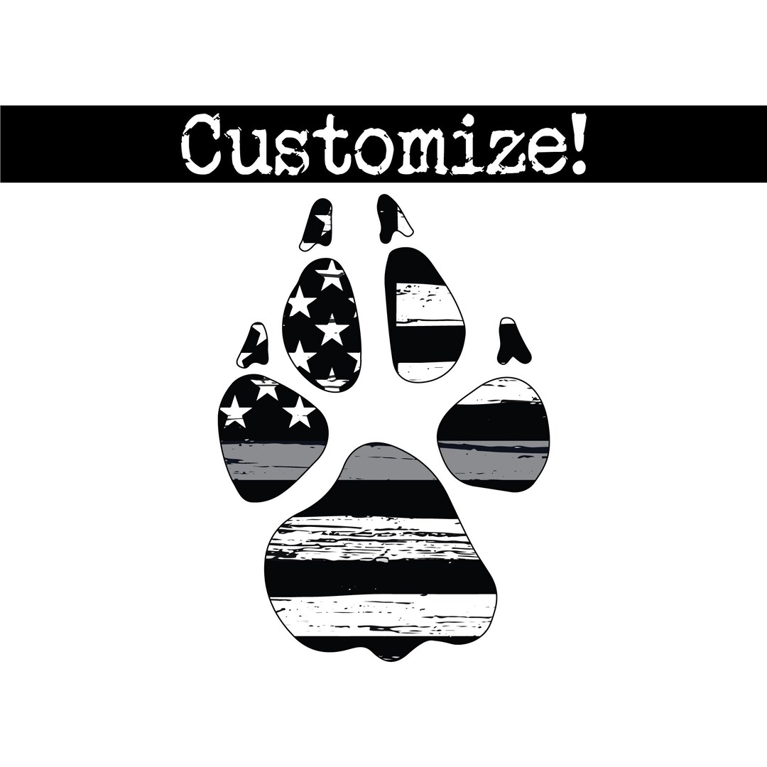 Thin Silver Line Corrections K9 Paw Print Car Decal. Vinyl Decal ...