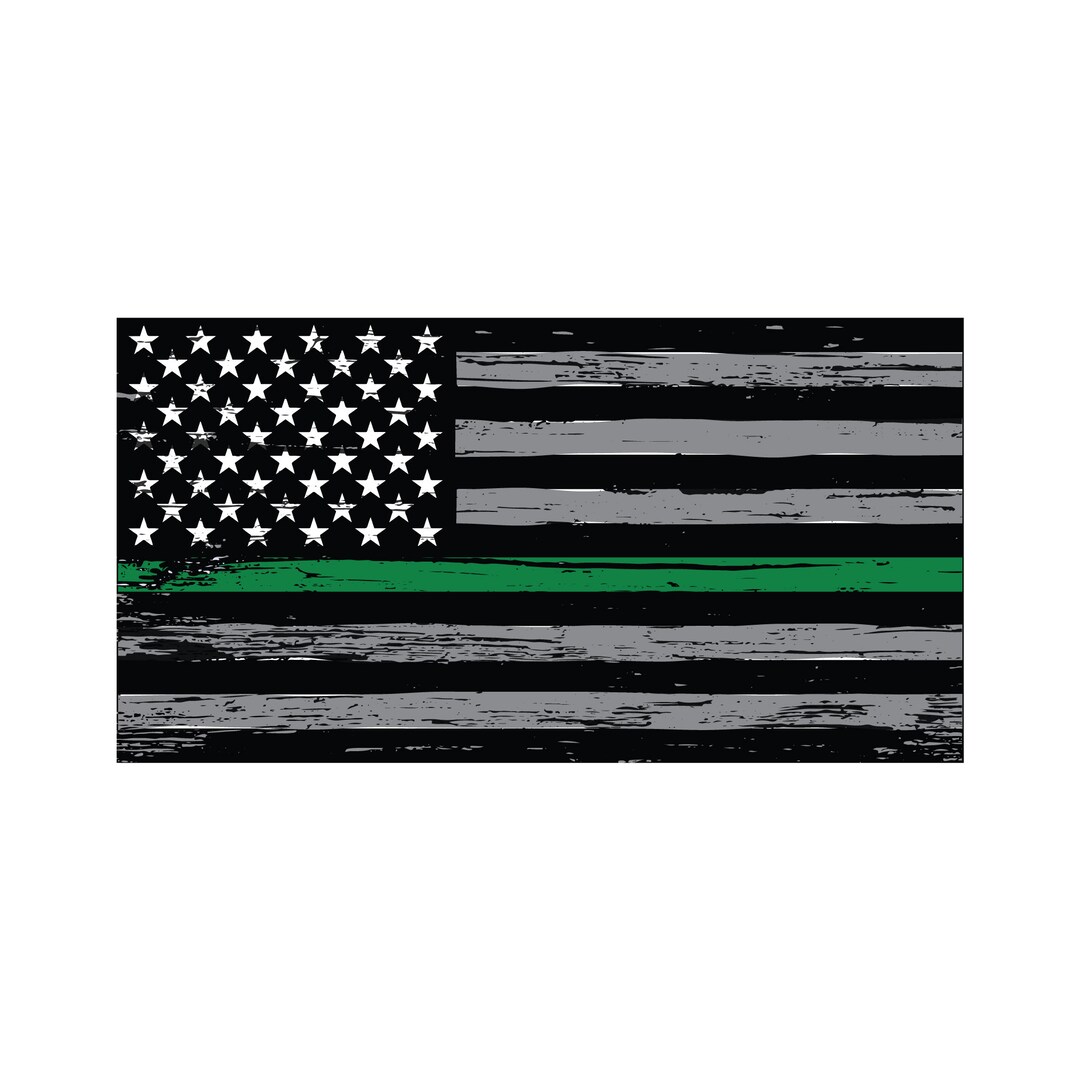 Thin Green Line Border Patrol and Military American Flag Vehicle Decal ...