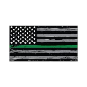 Thin Green Line Border Patrol and Military American Flag Vehicle Decal ...