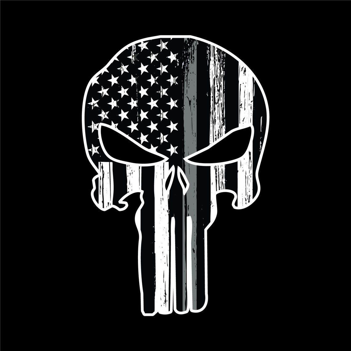 Thin SILVER Line Punisher Skull Corrections Officer Car Decal. | Etsy ...