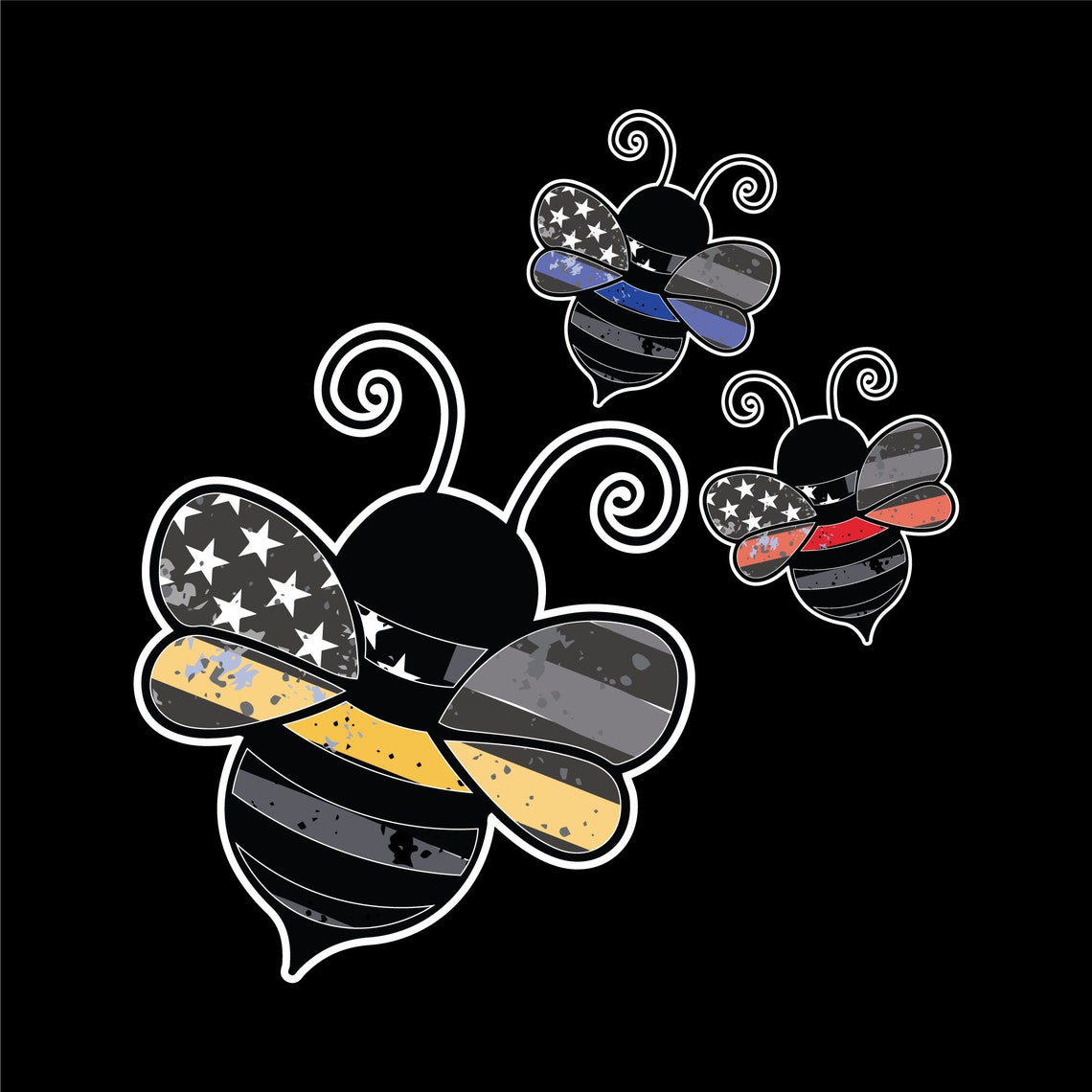 Thin Blue Red and Gold Bumble Bee Vehicle Decal. Vinyl Decal. - Etsy