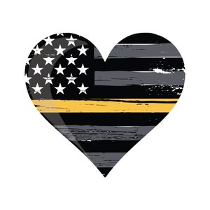 Thin Gold Line Heart Dispatcher Decal. 911 Dispatcher Sticker. Police ...