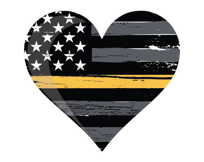 Thin Gold Line Heart Dispatcher Decal. 911 Dispatcher Sticker. Police ...