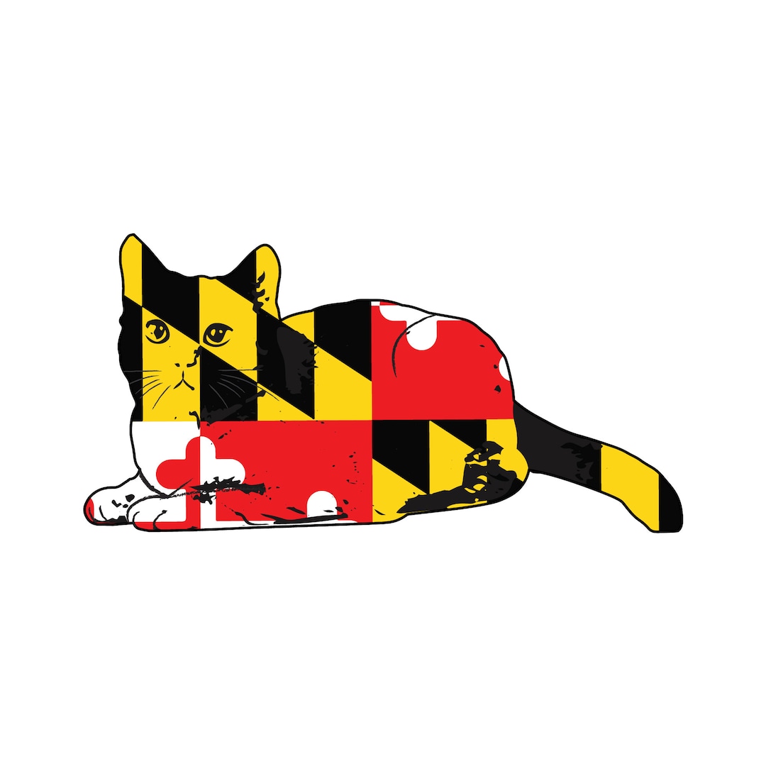 Maryland Flag Cat Car Decal. Maryland State Flag Cat Sticker. Maryland ...