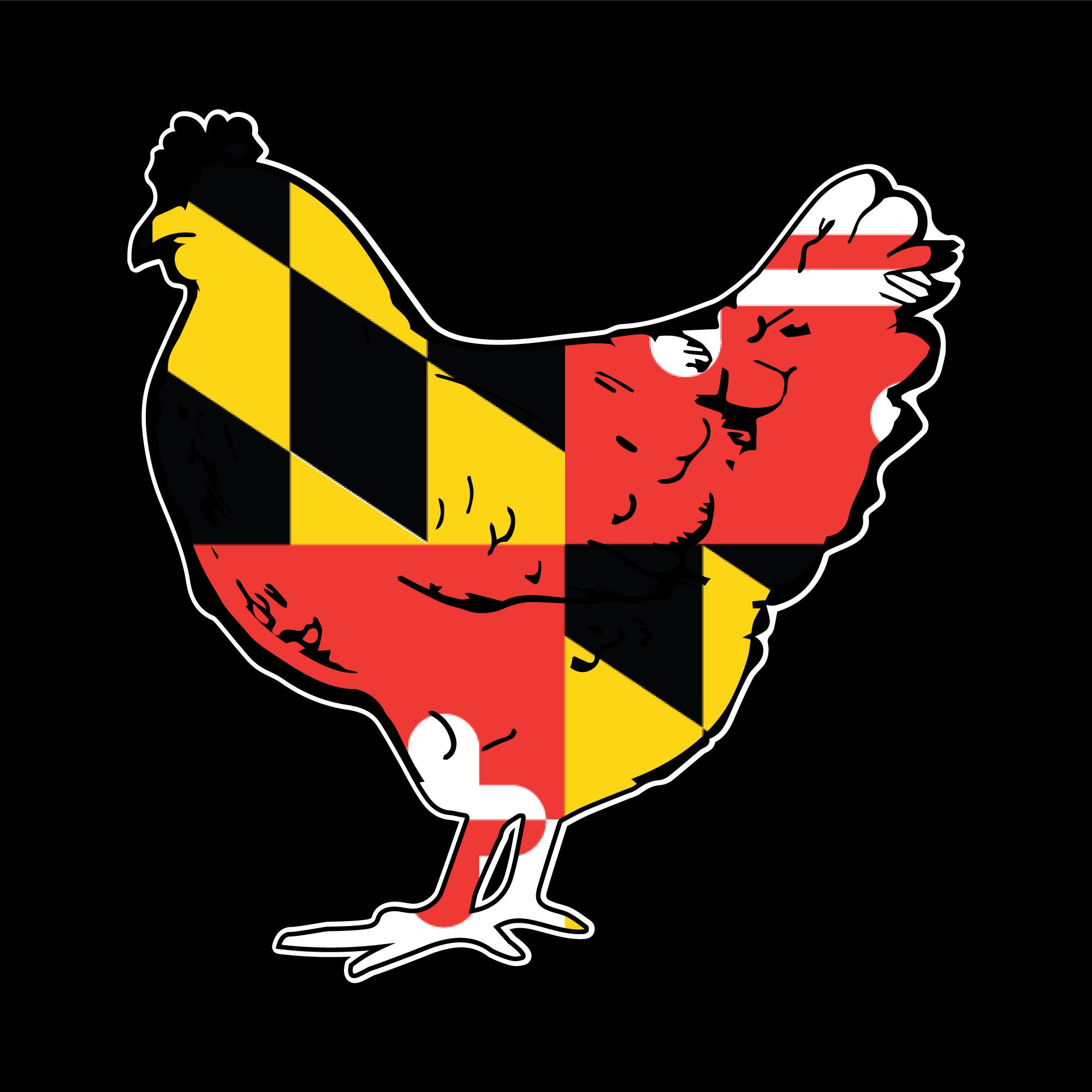 Maryland Flag Chicken Vehicle Decal. Chicken Sticker. | Etsy
