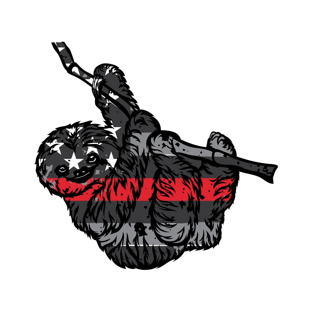 Thin RED Line Firefighter Sloth Car Decal. Vinyl Decal. Firefighters ...