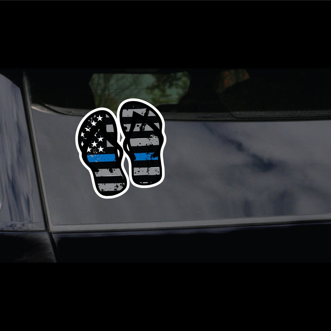 Thin Blue Line LEO Flip Flops Vehicle Decal. Vinyl Decal. Law - Etsy