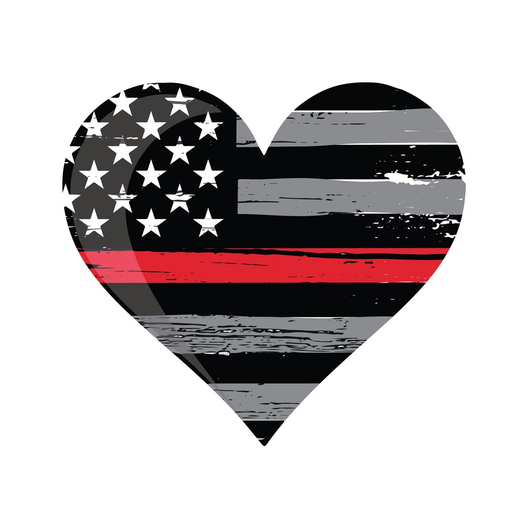 Thin Red Line Firefighter Heart Vehicle Decal. Vinyl Decal. Firefighter ...