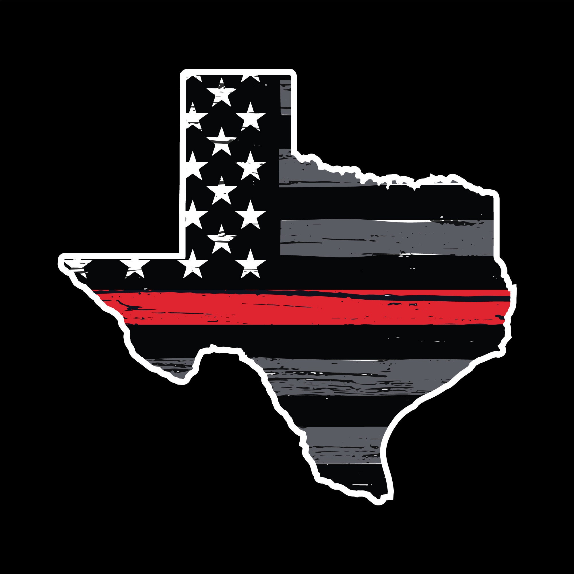 Thin Red Line Firefighter State Outline Vehicle Decal. Vinyl Decal ...