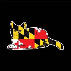 Maryland Flag Cat Car Decal. Maryland State Flag Cat Sticker. Maryland ...