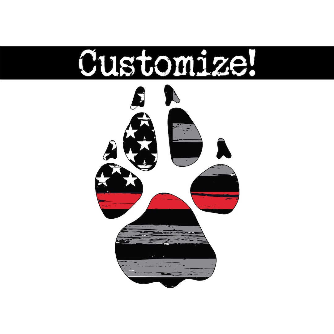 Thin Red Line Firefighter K9 Paw Print Car Decal. Vinyl Decal ...