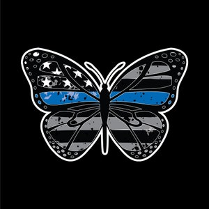 Thin Blue Line LEO Butterfly Beanie. LEO Stocking Cap. Law Enforcement ...