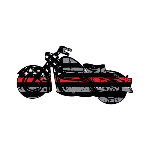 Thin Red Line Firefighter Motorcycle Vehicle Decal. Vinyl | Etsy