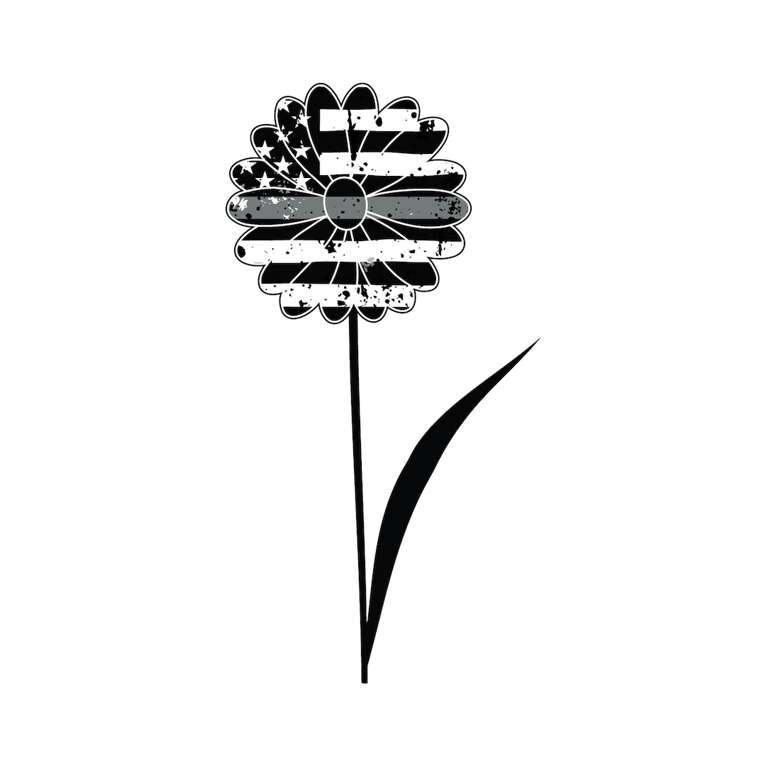 Thin SILVER Line Corrections Officer Flower Vehicle Decal. Vinyl Decal ...