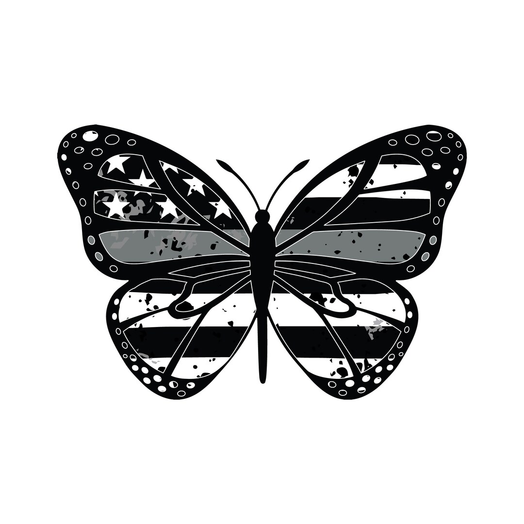 Thin SILVER Line Corrections Officer Butterfly Vehicle Decal. Vinyl ...