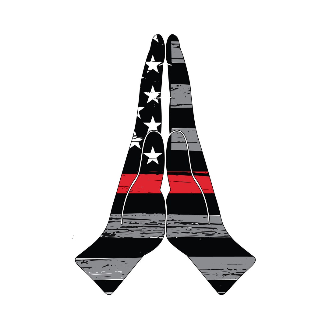 Thin Red Line Firefighter Praying Hands Vehicle Decal. Vinyl Decal ...