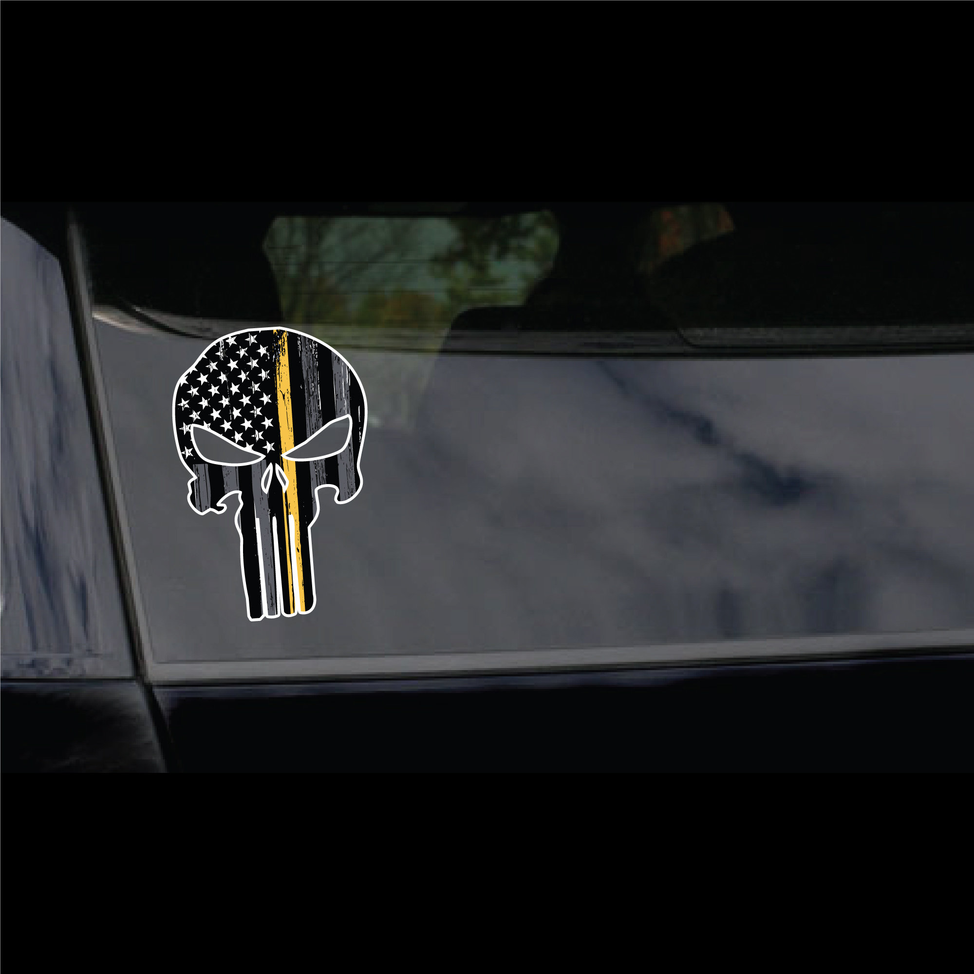 Thin Gold Line Punisher Skull Dispatcher Car Decal. Vinyl Decal. Police ...