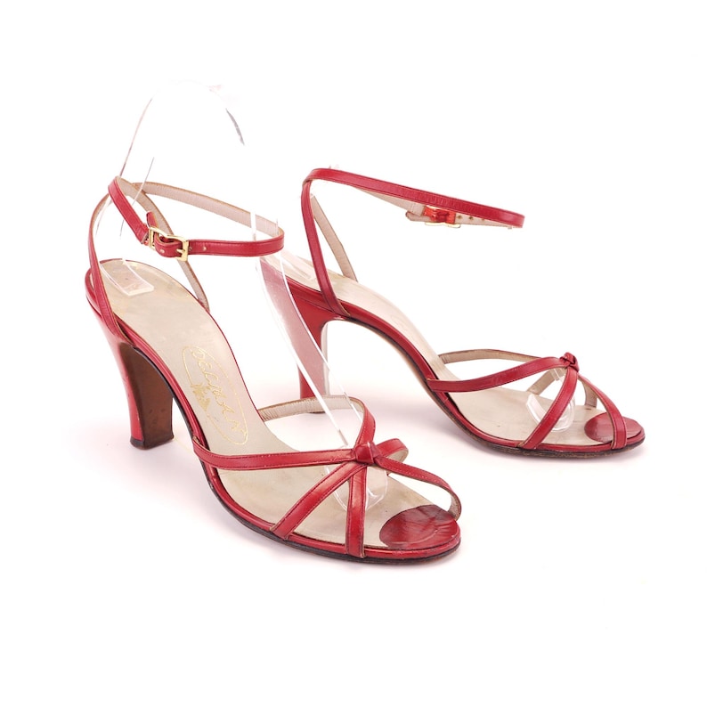 1950s Cherry Red Barefoot Sandals by Delman UK 3 - Etsy