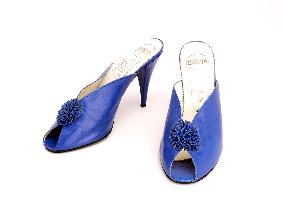 Royal Blue Late 70s 80s Mules by Dolcis UK 6.5 - Etsy