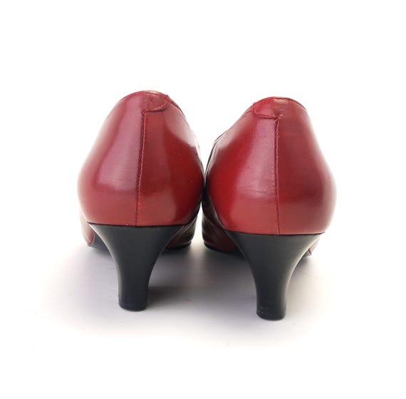 Next 1980s Cherry Red Pumps W Big Button UK 5 - Gem