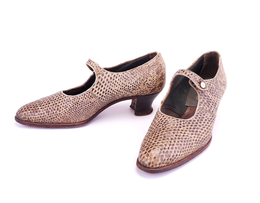 1920s Lizard Skin Mary Jane Bar Shoes by Excelsior UK 4 - Etsy Australia