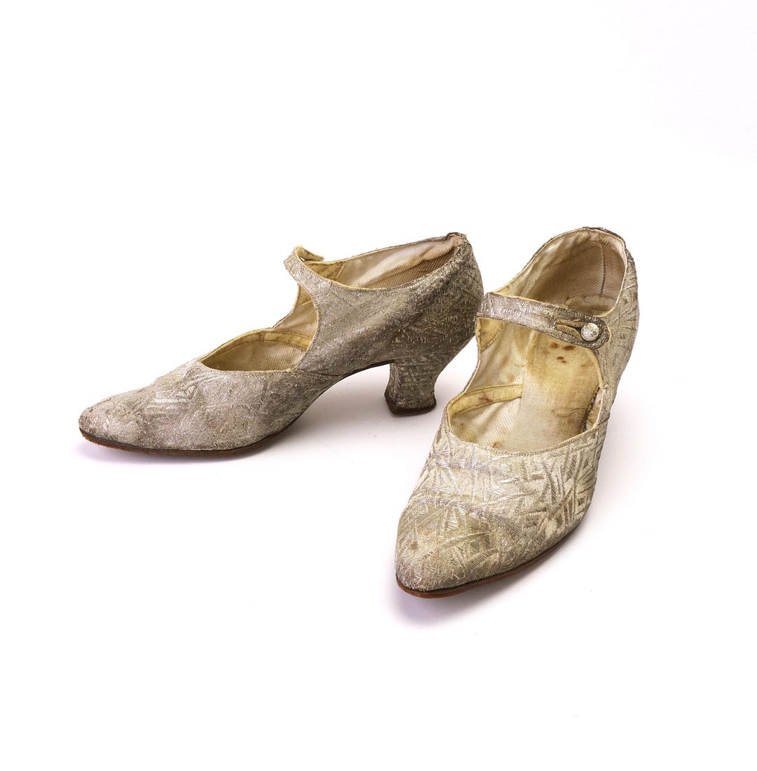 1920s Pale Gold Brocade Bar Shoes Mary Janes UK 5 - Etsy