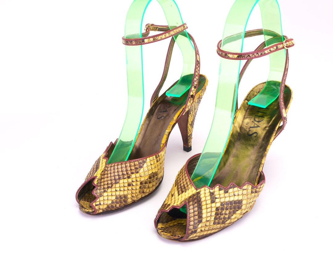Midas 1970s Snake Skin Ankle Strap Sandals UK 3 - Etsy