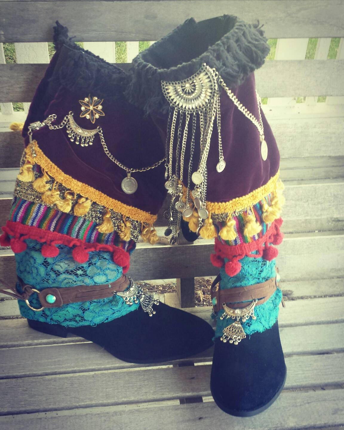 Custom festival boots reworked boho boots bellydance | Etsy