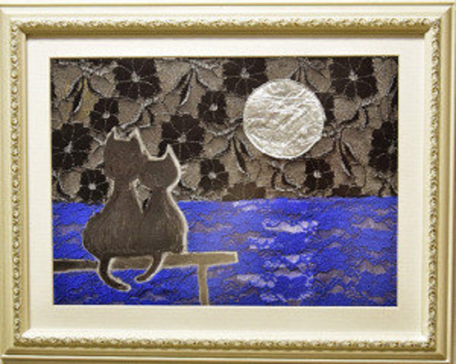 Silver Moon - Mixed Media Collage Art With Lace - Etsy