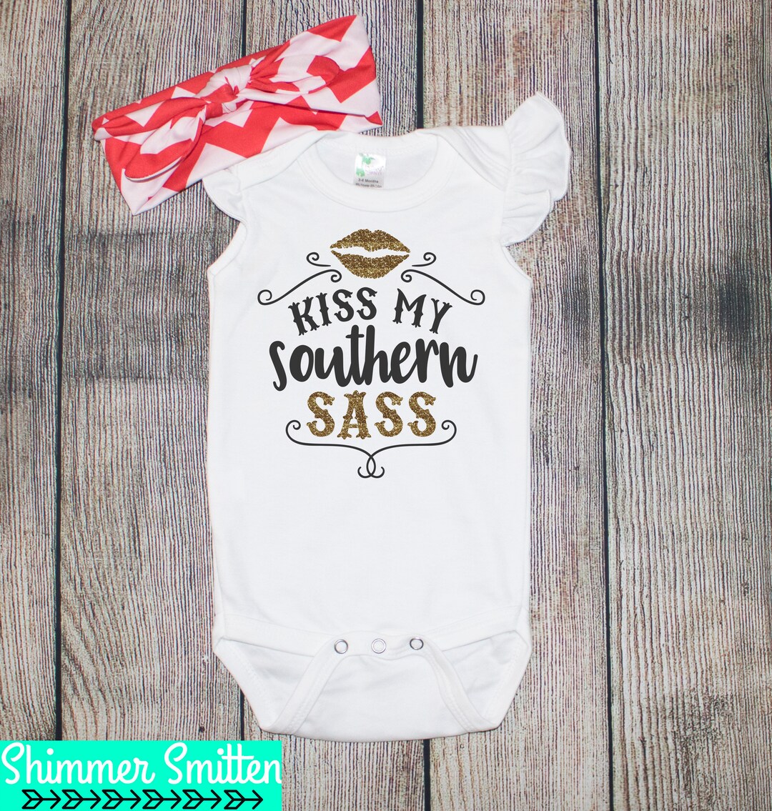 Kiss My Southern Sass One Piece/toddler Tee - Etsy