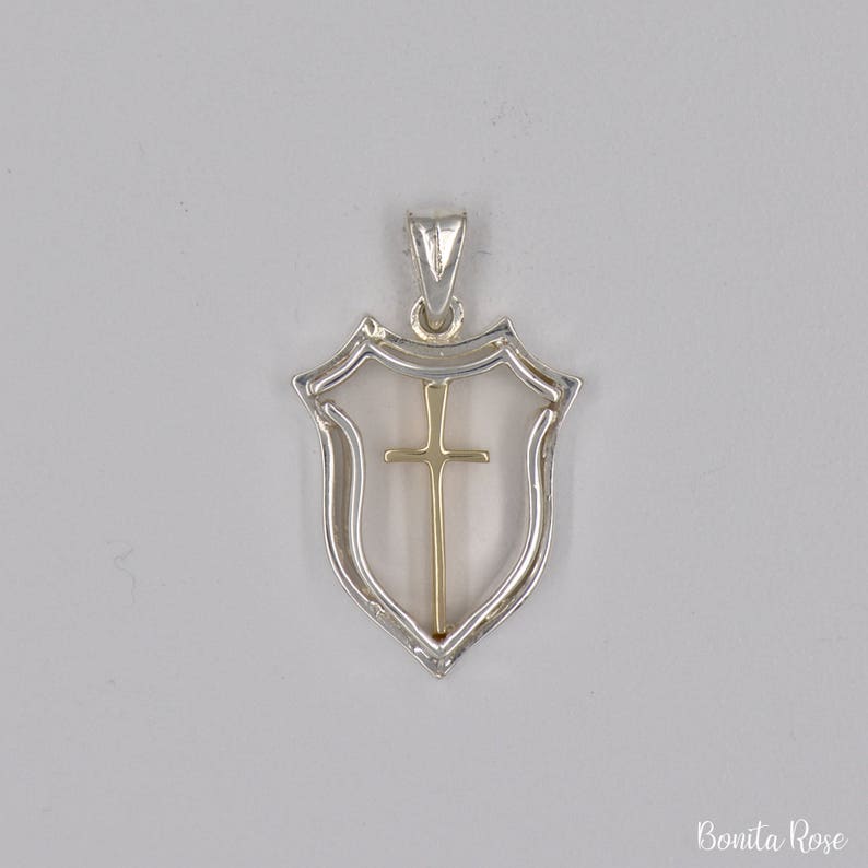 Shield Pendant Cross Shield Cross and Shield Shield of | Etsy