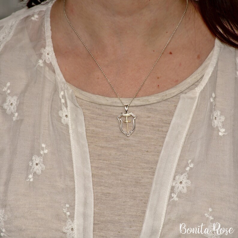 Shield Pendant Cross Shield Cross and Shield Shield of | Etsy