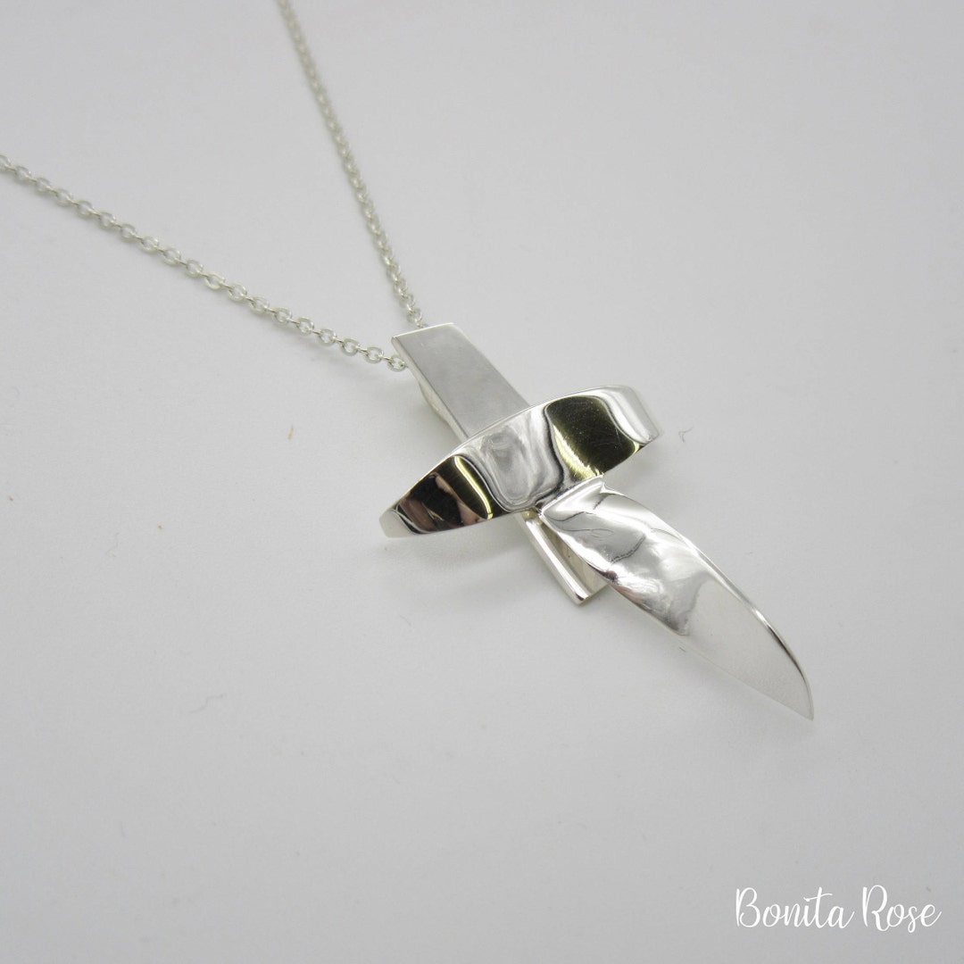 Minimal and Modern Collection, Curved Cross, Curved Cross Pendant ...