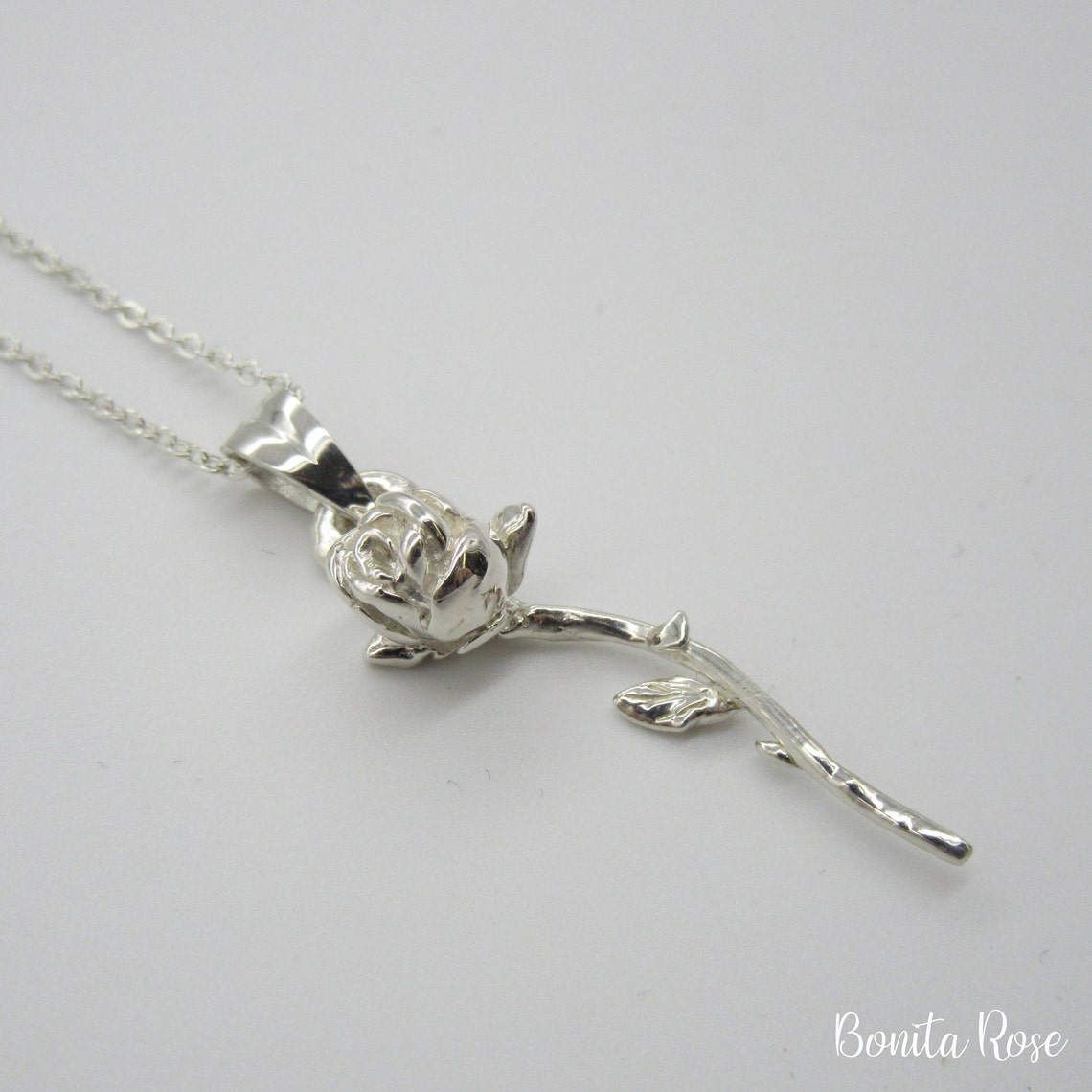 Rose Pendant Rose Necklace Silver Rose Rose Silver - Etsy