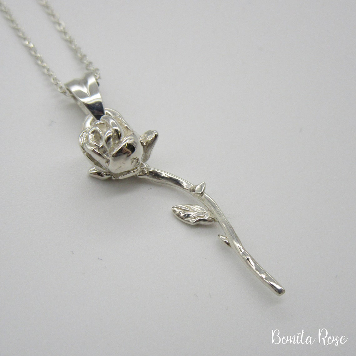 Rose Pendant Rose Necklace Silver Rose Rose Silver - Etsy