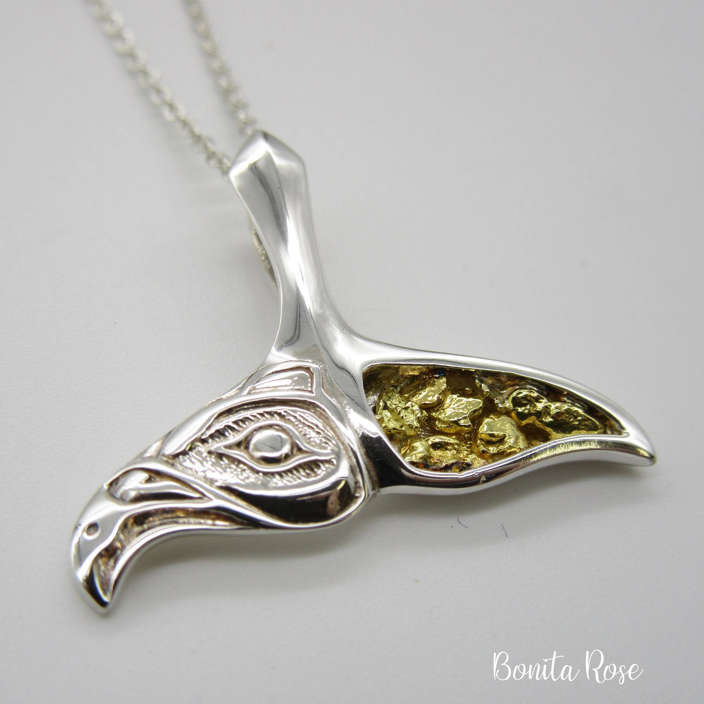 Inlay Eagle Pendant, Silver Eagle Pendant, Nugget Eagle Head, Eagle ...