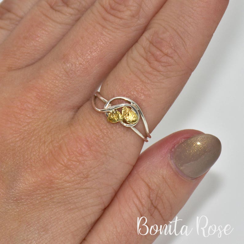 Gold Nugget Ring-nugget Ring-nugget Gift-nugget Ring Gift-sterling ...