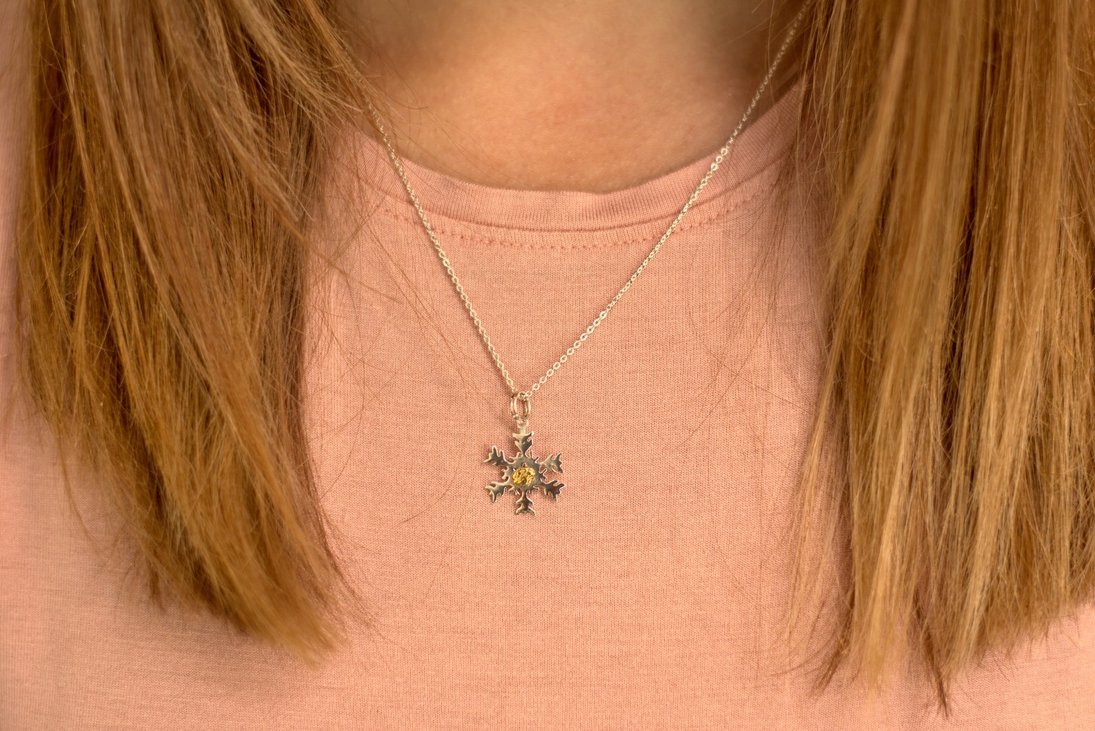 Snowflake Pendant Gold Nugget Jewelry Snowflake Jewelry - Etsy