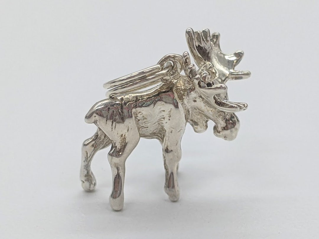 Moose Charm, Alaska Moose, Moose, Moose Charms, Silver Moon Charm ...