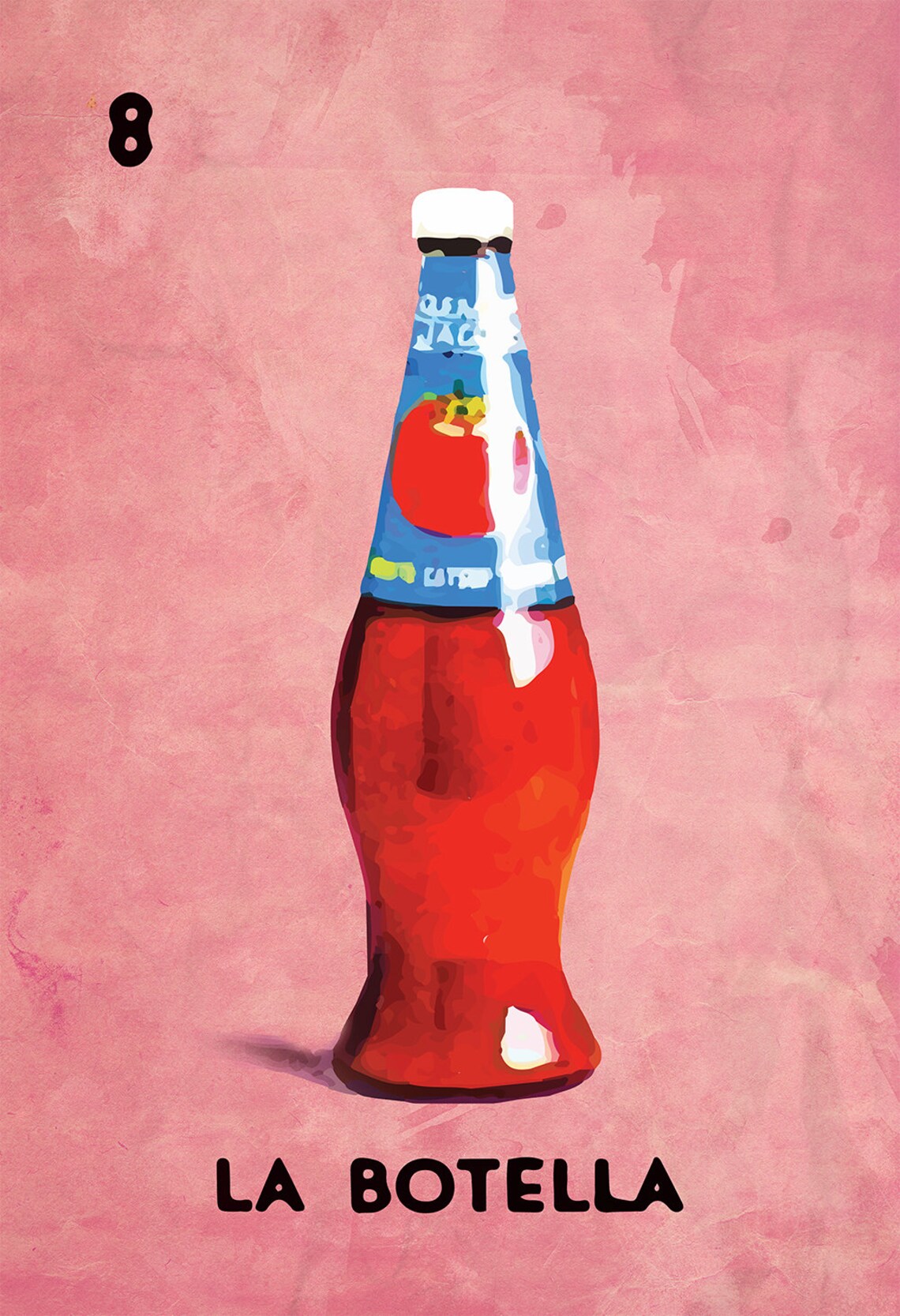 Loteria La Botella Mexican Retro Illustration Art Sticker | Etsy