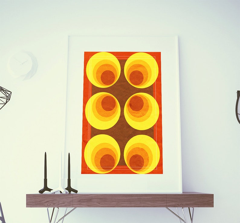 Mid Century Modern Print Geometric Retro Circle Vintage Retro Etsy