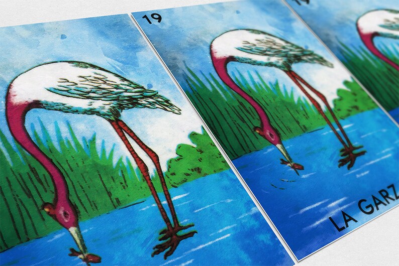 Loteria La Garza Mexican Retro Illustration Art Print Vintage Etsy