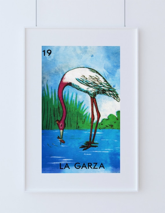 Loteria La Garza Mexican Retro Illustration Art Print Vintage Etsy