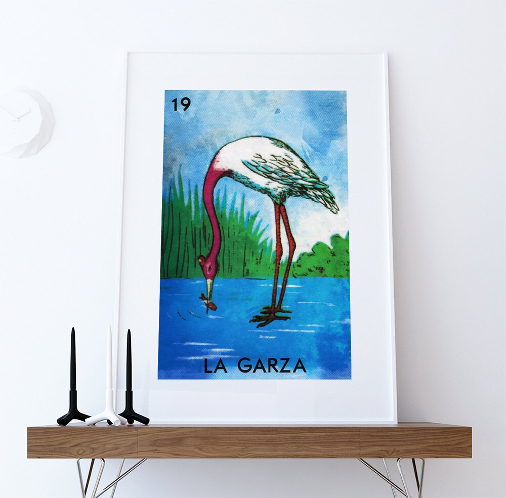 Loteria La Garza Mexican Retro Illustration Art Print Vintage Etsy