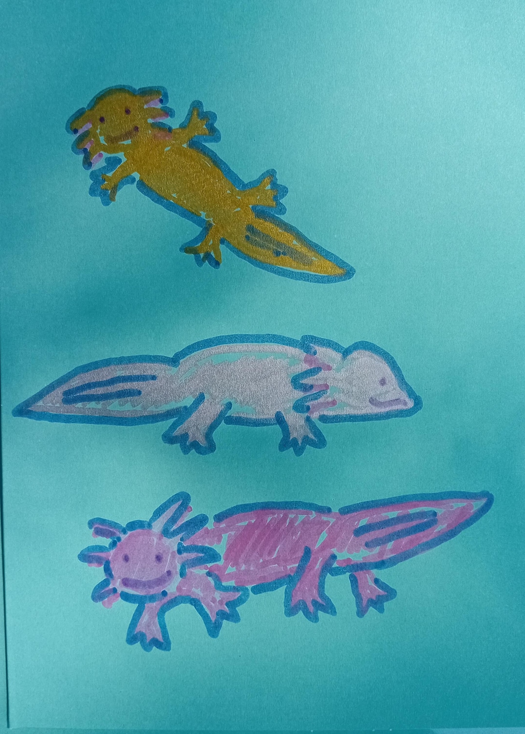 Axolotl Card,hand-drawn Axolotl Card - Etsy