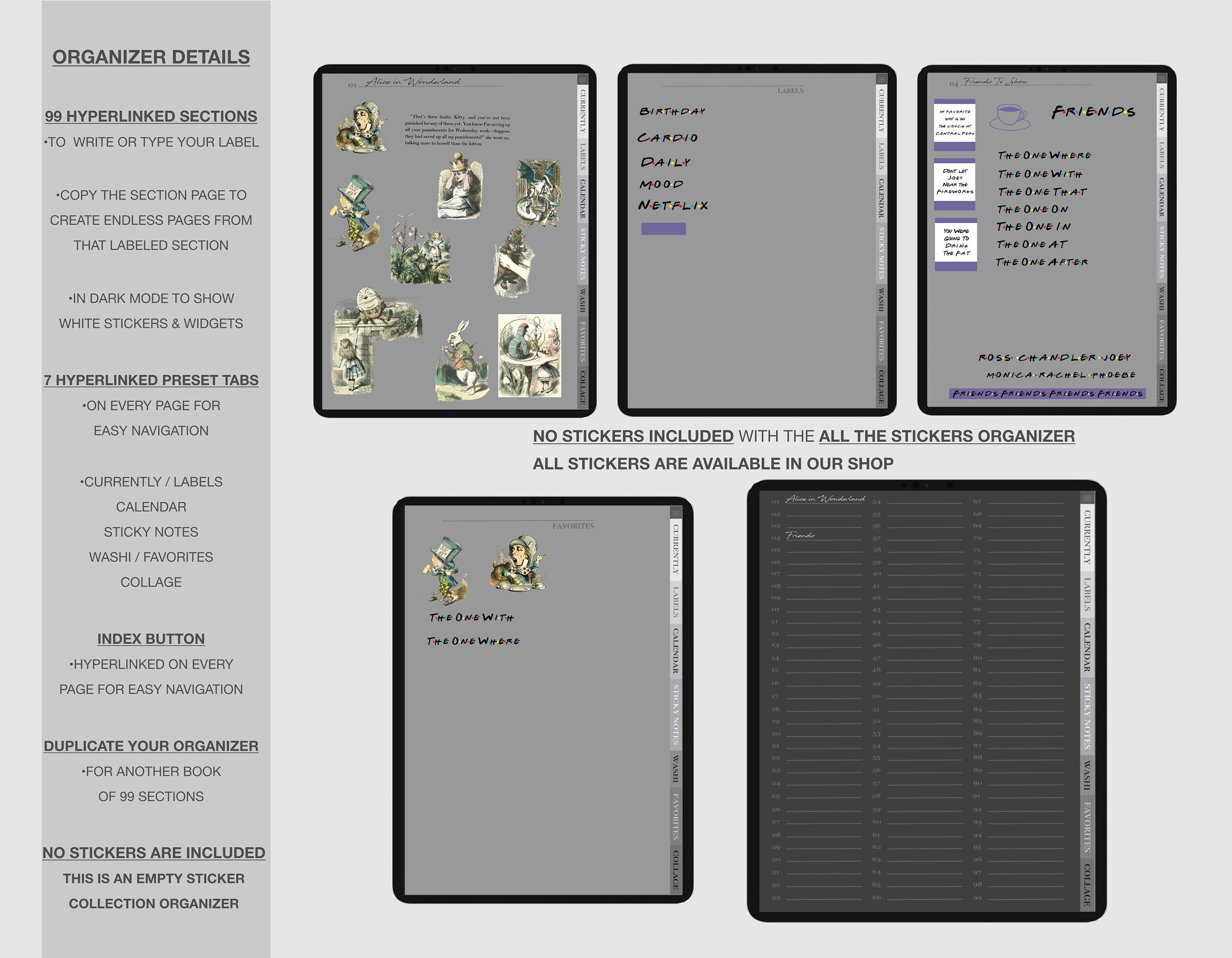 All The Stickers Digital Sticker Organizer Empty Sticker | Etsy