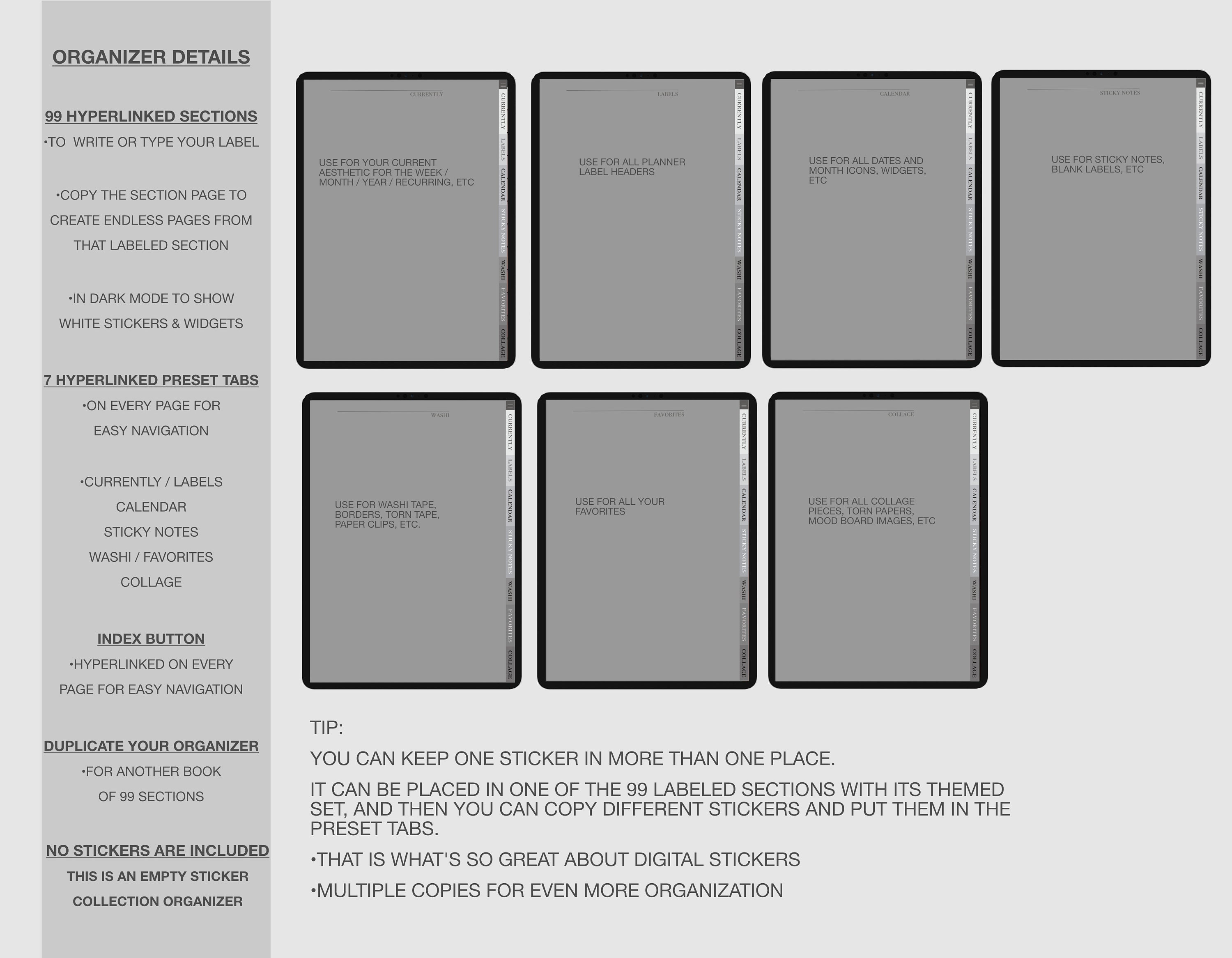 All The Stickers Digital Sticker Organizer Empty Sticker | Etsy