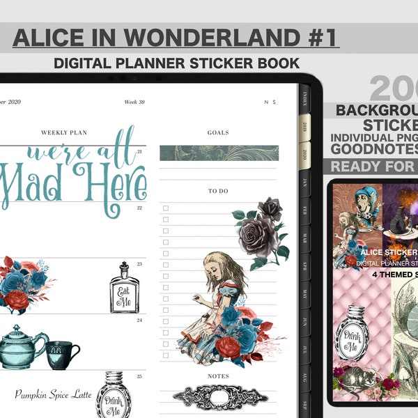 Alice in Wonderland Stickers - Etsy