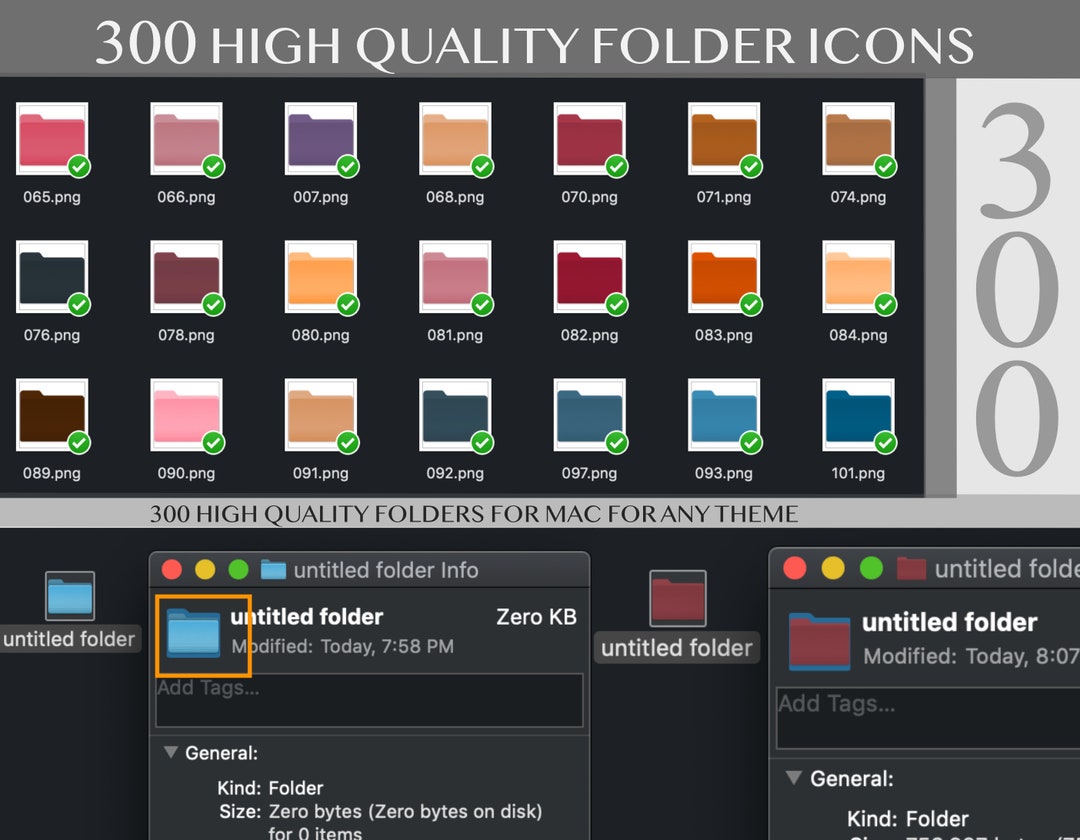 NEW HIGH QUALITY 300 Folder Icons for Mac, Desktop Aesthetic, Laptop ...