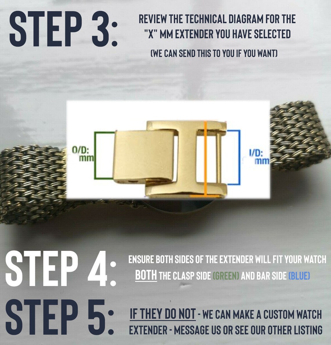 Silver Stainless Steel Wrist Watch Band Bracelet Extender With Fold ...